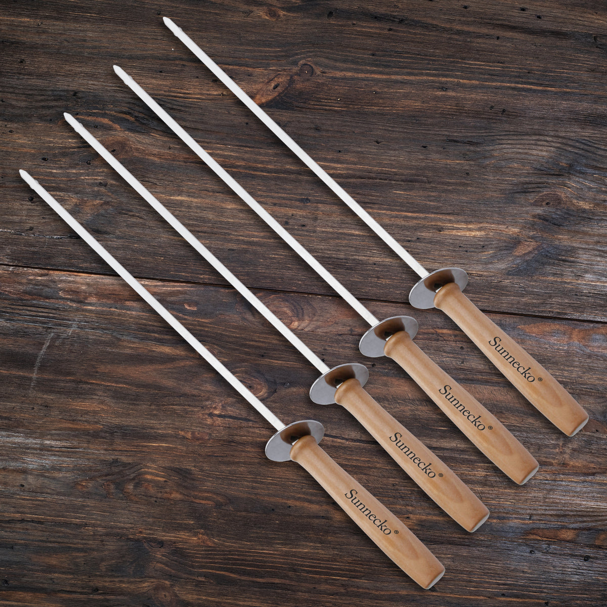UW347 4pcs bbq skewer set with wooden handle – SUNNECKO GRILL
